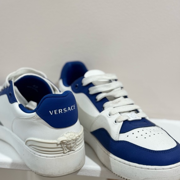 Versace | Shoes | Versace White And Blue Sneakers | Poshmark